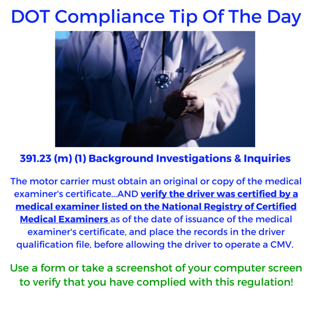 DOT Compliance Tip: Medical Examiners - Carrier Risk Solutions, Inc.