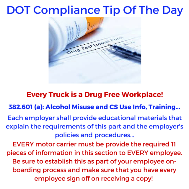 DOT Compliance Tip: Required Drug and Alcohol Training - Carrier Risk ...