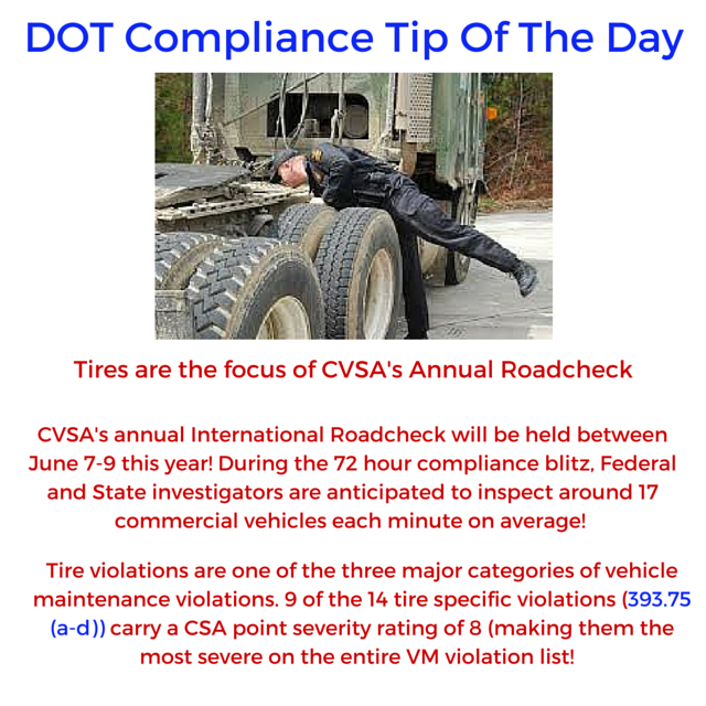 CVSA Roadcheck 2016 Focus: Tires!!! - Carrier Risk Solutions, Inc.